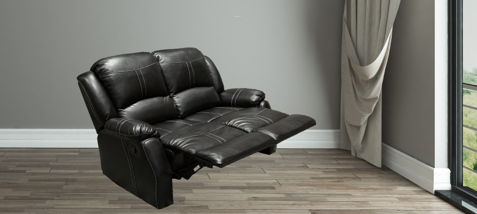 The Lorraine Bel-Aire Deluxe 3 Piece Ebony Reclining Sofa Set